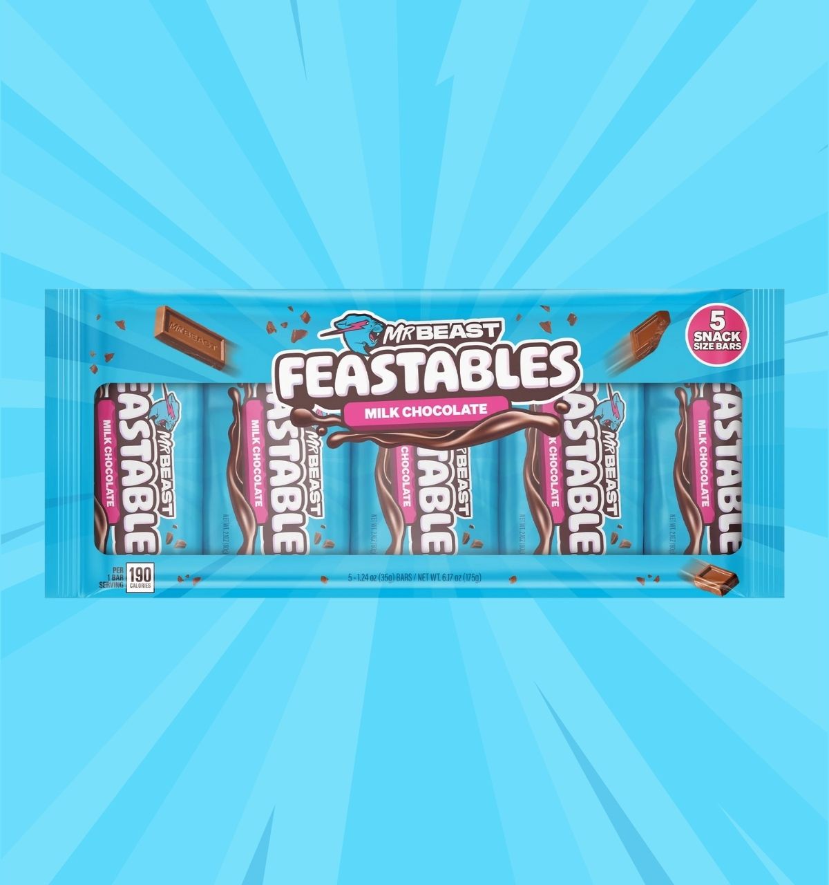 Chocolatinas Feastables Milk Chocolate Pack x 5 Unidades