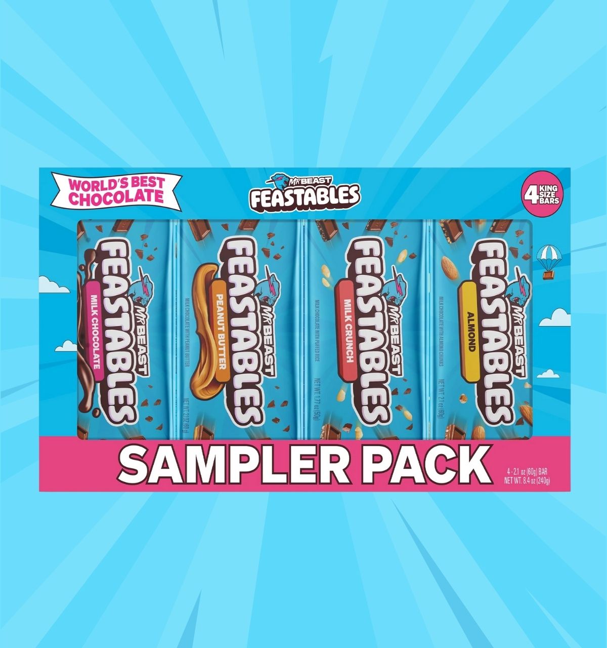 Chocolatinas Feastables Sampler Pack x 4 Unidades 60g