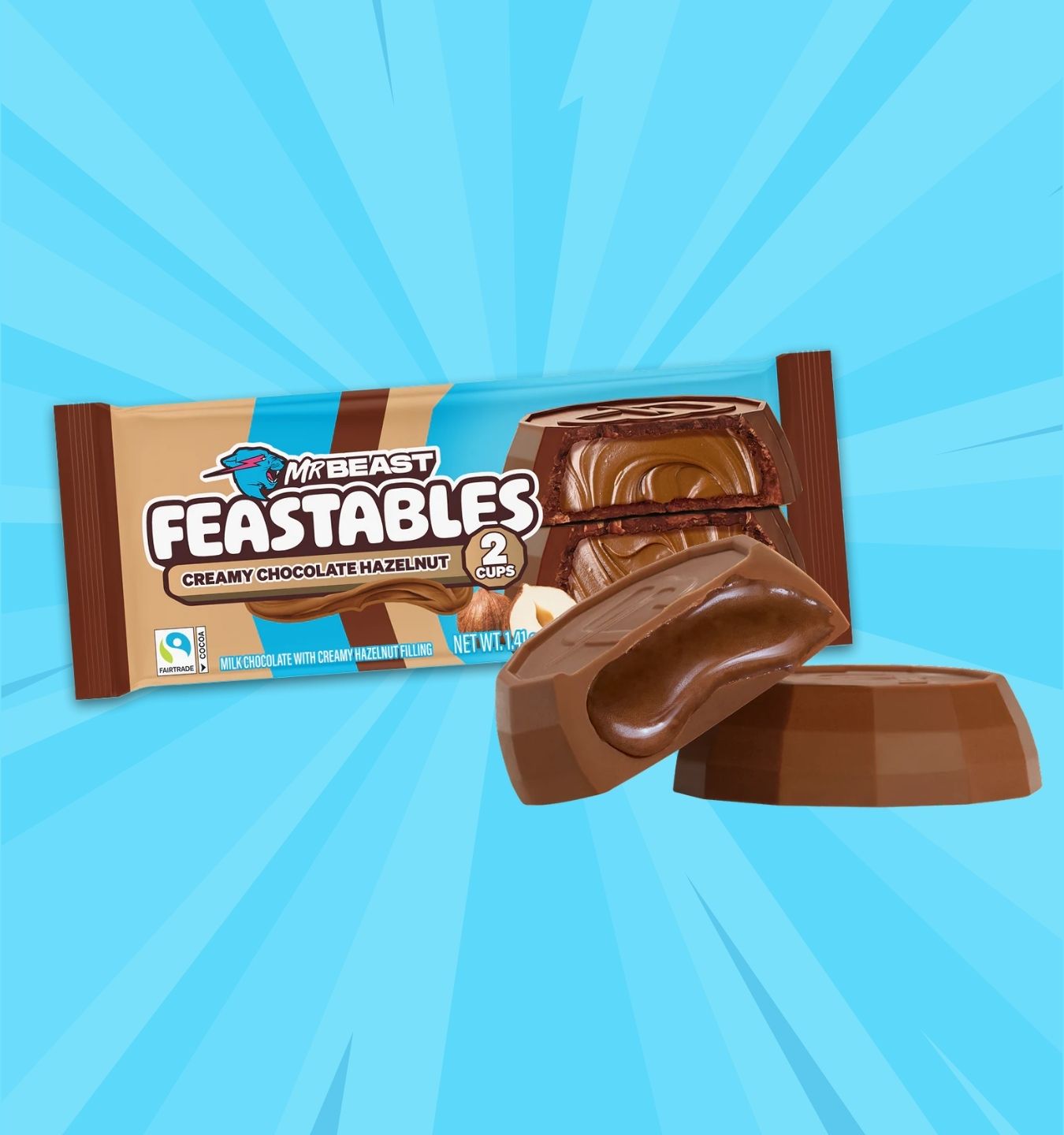 Creamy Chocolate Hazelnut Cups x 2 | Feastables Colombia